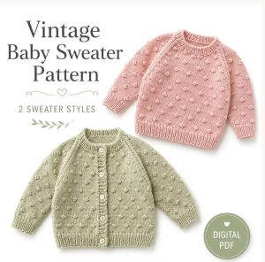 Vintage Baby Sweater Knitting Pattern PDF – Baby Cardigan and Crew Neck ...